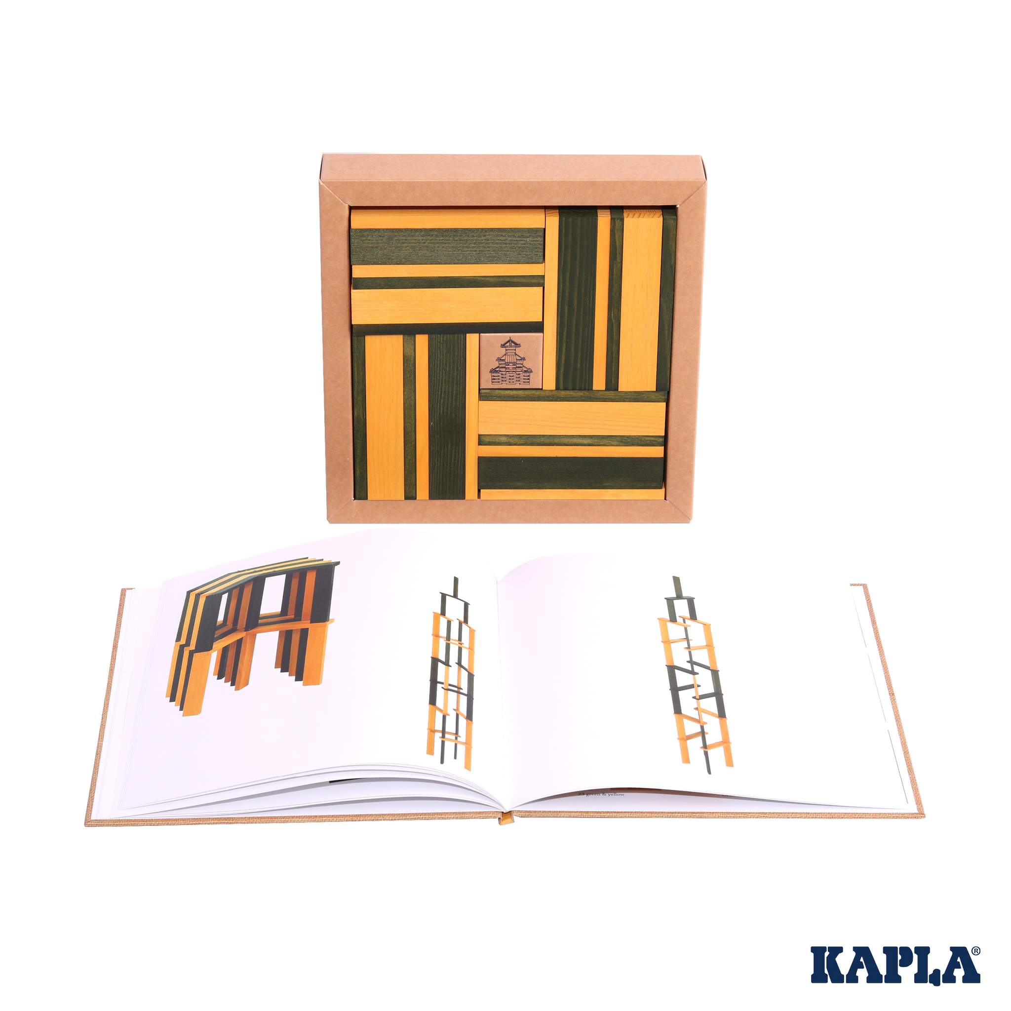 KAPLA Book and Colours Set: green + yellow – KAPLA Australia e-store